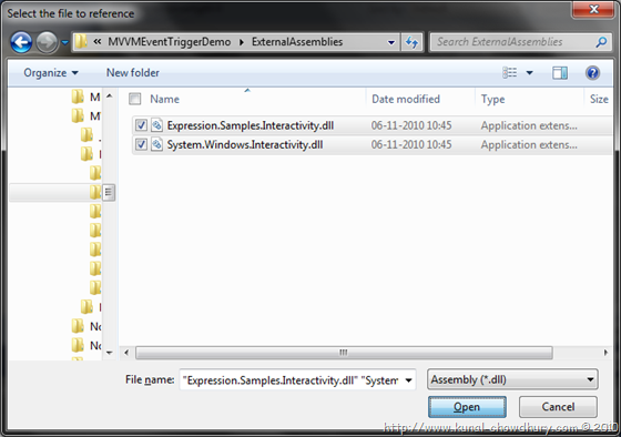 Using EventTrigger in XAML for MVVM – No Code Behind Code